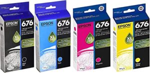 genuine epson 676xl durabrite ultra color (black,cyan,magenta,yellow) ink cartridge 4-pack (includes 1 each of t676xl120,t676xl2