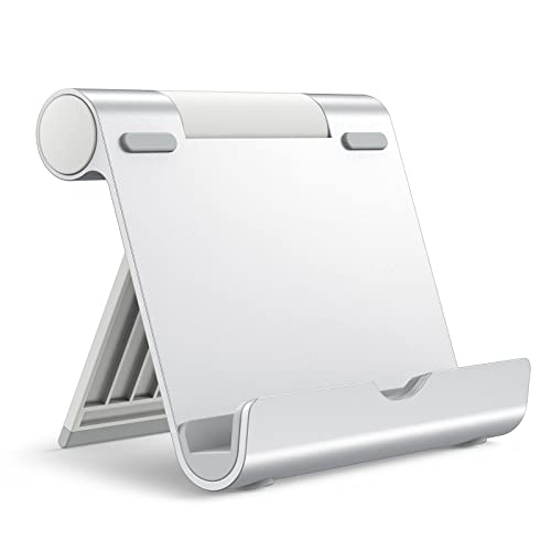 JETech Tablet Stand, Adjustable Portable Desktop Holder, Foldable Dock for iPad/iPad Pro/Air/Mini, Galaxy Tab A8/A7 Lite/A7/S8/S7, Kindle, Tab/Phones(4-13"), Silver