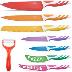 chopmate color stainless steel non-stick ceramic coated 8 piece kitchen knife set