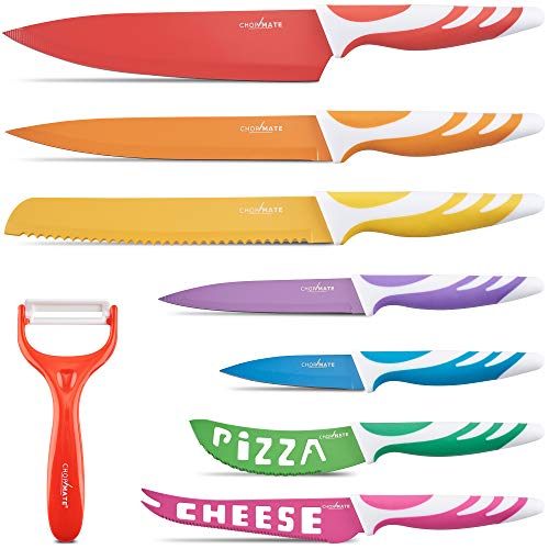 Chopmate Color Stainless Steel Non-Stick Ceramic Coated 8 Piece Kitchen Knife Set