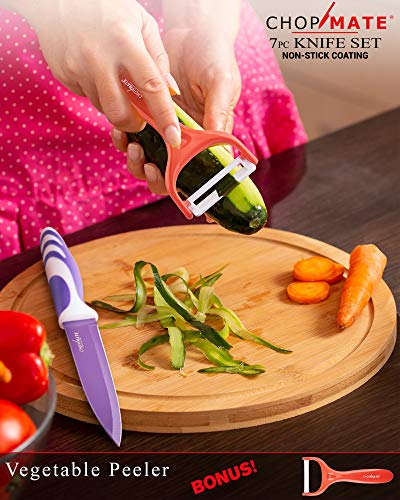 Chopmate Color Stainless Steel Non-Stick Ceramic Coated 8 Piece Kitchen Knife Set