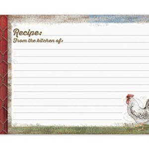 Brownlow Gifts Recipe Cards, Barnyard Rooster, Multicolor 36-Count