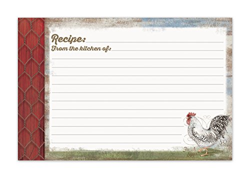 Brownlow Gifts Recipe Cards, Barnyard Rooster, Multicolor 36-Count