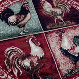 Rooster Style Round Area Rug Design L-379 (5 Feet 5 Inch X 5 Feet 5 Inch) Round