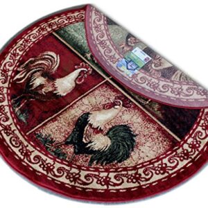 Rooster Style Round Area Rug Design L-379 (5 Feet 5 Inch X 5 Feet 5 Inch) Round