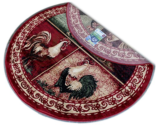 Rooster Style Round Area Rug Design L-379 (5 Feet 5 Inch X 5 Feet 5 Inch) Round