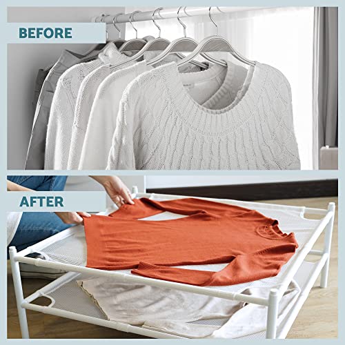 STORAGE MANIAC Sweater Drying Rack, Mesh Clothes Drying Rack, Stackable Laundry Drying Rack, Lay Flat Dryer for Delicates, Portable Dry Rack for Indoor or Outdoor, White, 2-Pack