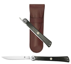 shun higo-no kami personal steak/gentleman’s knife, model dm5900; lightweight, thin 3.5-in. blade, beautifully handcrafted folding knife carried as tasteful pocketknife or personal steak knife,silver