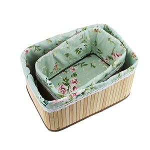 FakeFace Handmade Foldable Wicker Storage Basket with Liner Home Office Kitchen Desktop Closet Nursery Toys Books Tidy Tray Organizer Bin Bedroom Bathroom Toiletries Laundry Storage Tote Hamper Gift