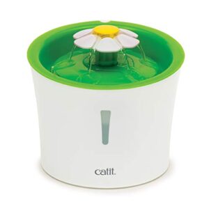 catit flower fountain with triple action filter, cat drinking water fountain, 3 l, green