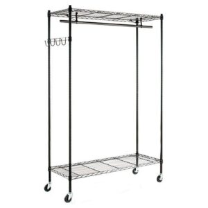 Omega 14" Deep x 42" Wide x 60" High 2 Tier Black Mobile Garment Rack