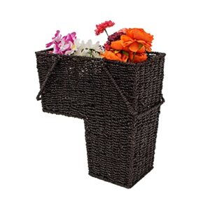 Trademark Innovations 15" Wicker Storage Stair Basket With Handles (Brown)