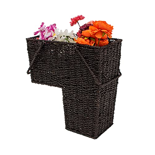 Trademark Innovations 15" Wicker Storage Stair Basket With Handles (Brown)