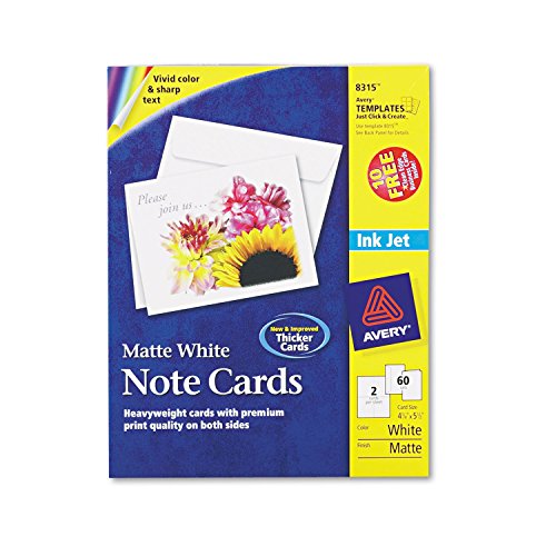 Avery 8315 Inkjet Cards W/Envelopes, 4-1/4-Inch X5-1/2-Inch, 60/Bx, Matte We