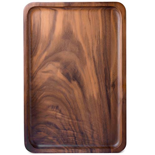 Bamber Wood Rectangular Serving Trays, Medium, Black Walnut, 13.4 x 9 Inches