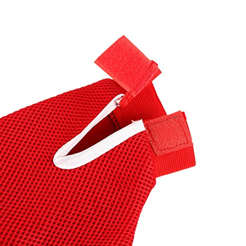 Petroad 2 in 1 Pet Grooming Gloves Grooming Mitt Deshedding Brush with Rubber Tips for Massage, Red