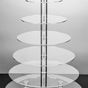 Jusalpha® Large 7 Tier Acrylic Round Wedding Cake Stand Dessert Stand Pastry Serving Platter-Food Display Stand for Large Event (Large with Rod Feet Base) (7RF)