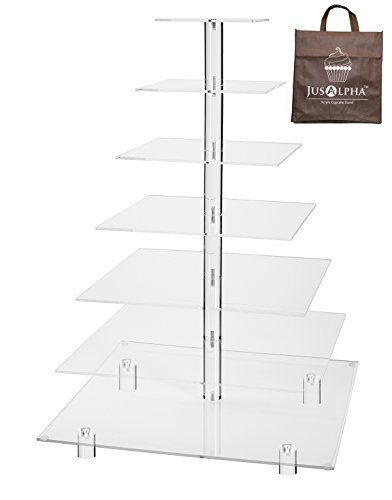 Large 7 Tier Wedding Party Acrylic Glass Cupcake Stand-Cake and Dessert Tower With Rod Feet (7SF)