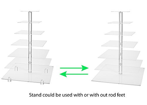 Large 7 Tier Wedding Party Acrylic Glass Cupcake Stand-Cake and Dessert Tower With Rod Feet (7SF)