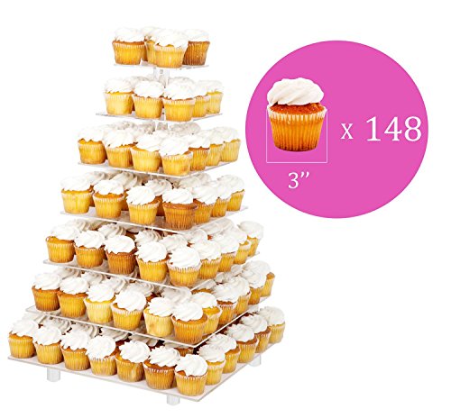 Large 7 Tier Wedding Party Acrylic Glass Cupcake Stand-Cake and Dessert Tower With Rod Feet (7SF)