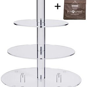 Jusalpha® Large 4 Tier Acrylic Glass Round Cake Stand Cupcake Stand Tea Party Serving Platter Candy Bar Party Décor with Rod Feet (4RF)