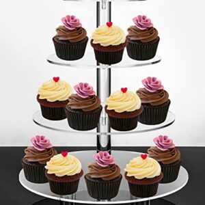 Jusalpha® Large 4 Tier Acrylic Glass Round Cake Stand Cupcake Stand Tea Party Serving Platter Candy Bar Party Décor with Rod Feet (4RF)