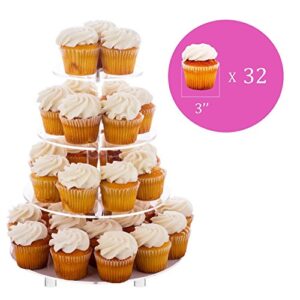 Jusalpha® Large 4 Tier Acrylic Glass Round Cake Stand Cupcake Stand Tea Party Serving Platter Candy Bar Party Décor with Rod Feet (4RF)