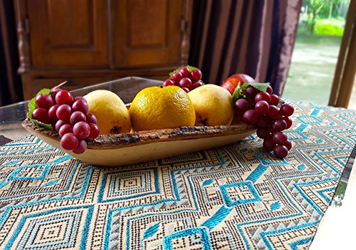 roro Hand-Crafted Sustainable Long Sandwich Serving Bread Bowl/Tray with Bark Edges, 14" L