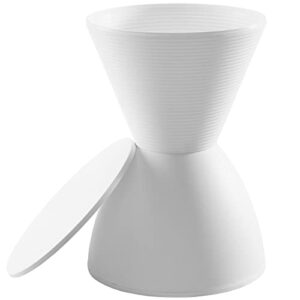 modway haste contemporary modern hourglass accent stool in white