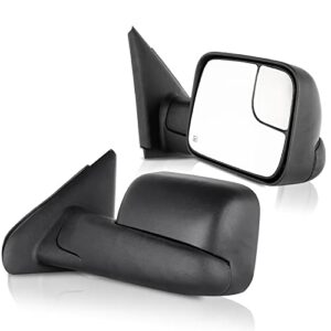 eccpp towing mirrors fit 02-08 for dodge for ram 1500 03-09 for dodge for ram 2500 3500 pickup truck power heated tow folding side view black mirror pair set right passenger and left driver side