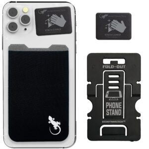 gecko travel tech a card holder phone wallet stick on - credit card holders universal to any cell phone - black/white