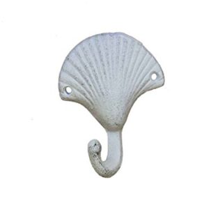 Hampton Nautical Decorative Cast Iron Seashell Wall Hook, Whitewashed