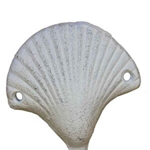 Hampton Nautical Decorative Cast Iron Seashell Wall Hook, Whitewashed