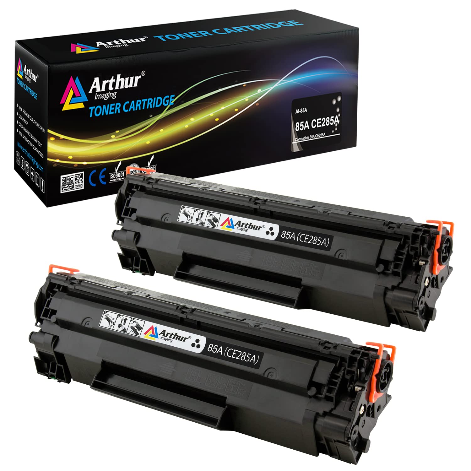 Arthur Imaging Compatible Toner Cartridge Replacement for Hewlett Packard CE285A (HP 85A) (Black 2-Pack)