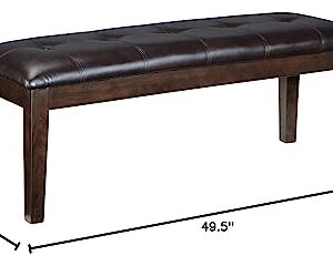 Signature Design by Ashley Haddigan Traditional Upholstered Dining Room Bench, Dark Brown