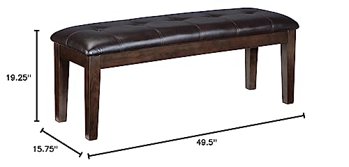 Signature Design by Ashley Haddigan Traditional Upholstered Dining Room Bench, Dark Brown