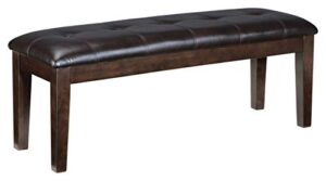 signature design by ashley haddigan traditional upholstered dining room bench, dark brown