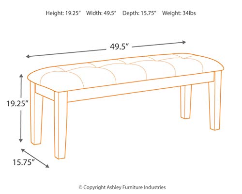 Signature Design by Ashley Haddigan Traditional Upholstered Dining Room Bench, Dark Brown