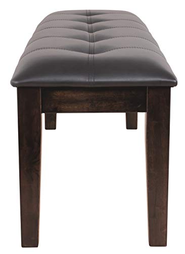 Signature Design by Ashley Haddigan Traditional Upholstered Dining Room Bench, Dark Brown