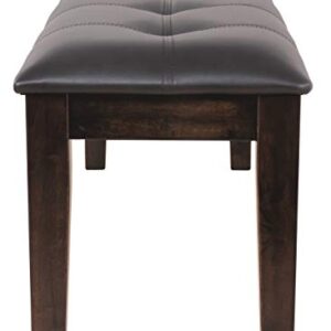 Signature Design by Ashley Haddigan Traditional Upholstered Dining Room Bench, Dark Brown