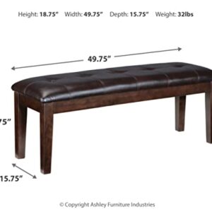 Signature Design by Ashley Haddigan Traditional Upholstered Dining Room Bench, Dark Brown