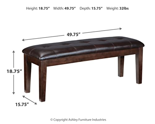 Signature Design by Ashley Haddigan Traditional Upholstered Dining Room Bench, Dark Brown