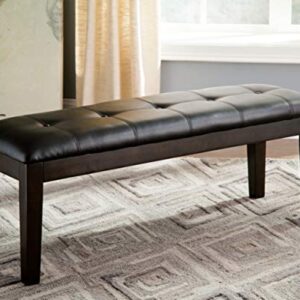 Signature Design by Ashley Haddigan Traditional Upholstered Dining Room Bench, Dark Brown