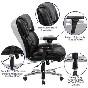 Flash Furniture HERCULES Series 24/7 Intensive Use Big & Tall 400 lb. Rated Black LeatherSoft Executive Lumbar Ergonomic Office Chair