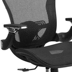 Flash Furniture Sam Mid-Back Transparent Black Mesh Executive Swivel Ergonomic Office Chair with Synchro-Tilt & Height Adjustable Flip-Up Arms