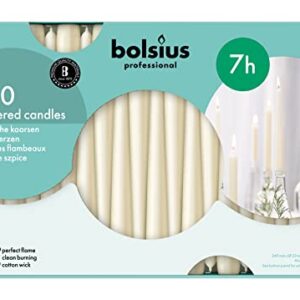 BOLSIUS Ivory Taper Candles 100 Count Bulk Pack - 10 Inch Dinner Candle Set - 7+ Burn Hours - Premium European Quality - Smooth Flame - 100% Cotton Wick - Smokeless & Dripless Household Candlesticks