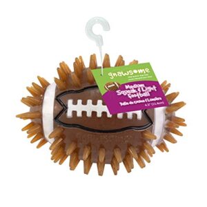 gnawsome 4.5" spiky squeak & light football for dogs - durable, rubber bouncy puppy fetch & chew toy for your pet, colors will vary for all breed sizes