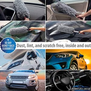 Relentless Drive Car Duster Kit – Microfiber Car Brush Duster Exterior and Interior, Car Detail Brush, Lint and Scratch Free, Duster for Car, Truck, SUV, RV and Motorcycle