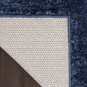 Nourison Lush Shag Modern & Contemporary Denim 5'3" x 7'3" Area -Rug, Easy -Cleaning, Non Shedding, Bed Room, Living Room, Dining Room, Kitchen (5x7)