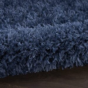 Nourison Lush Shag Modern & Contemporary Denim 5'3" x 7'3" Area -Rug, Easy -Cleaning, Non Shedding, Bed Room, Living Room, Dining Room, Kitchen (5x7)